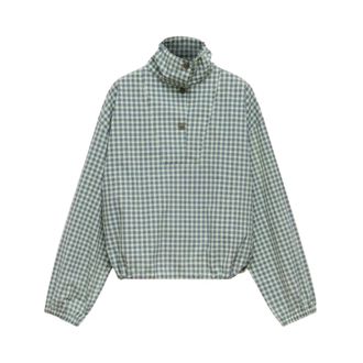 Marni Kariertes Hemd mit Kordelzug - - Tops - Damen - Gr&uuml;n - XS