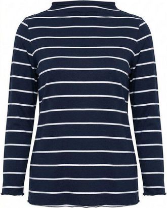 Ulla Popken Longsleeve Shirt Rippjersey Stehkragen Langarm Biobaumwolle