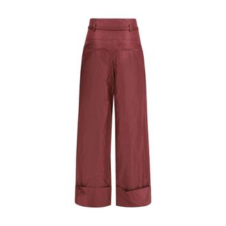 Fendi Womens Bordeaux Silk Casual Pants
