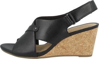Clarks Damen Margee Eve Sandale mit Absatz, Schwarzes Leder, 38 EU