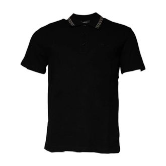 Versace Schwarzes Greca Polo Shirt - - Tops - Herren - Schwarzk - XL