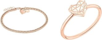 Liebeskind Fußkette LJ-0860-A-25 IP Roségold & Ring LJ-0866-R-56 IP Roségold