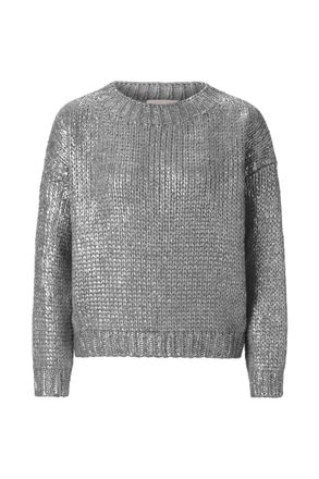 Rich & Royal Gl&auml;nzender Grobstrick Damen Pullover Silberfinish 2510-181, Gr&ouml;&szlig;e:XL