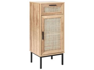 Beliani Badezimmerschrank im Boho- Stil Aufbewahrungsschrank Rattan Front Flechtwerk 40 x 92 cm Helles Holz Rosell