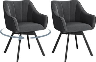 Yaheetech 2er Set Esszimmerstuhl Drehbar,Drehbar 360°,Sitz Küchenstuhl mit Armlehnen & Rückenlehne & Metallbeine Moderner Samtiger Sessel für Küche/Esszimmer/Wo