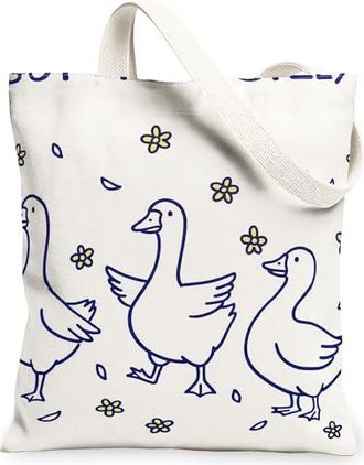 Generic Sacs fourre-tout en toile avec imprim&eacute; animal mignon, sacs d&eacute;picerie r&eacute;utilisables, l&eacute;gers et lavables avec bandouli&egrave;re en toile F, blanc, 13x15 Inch