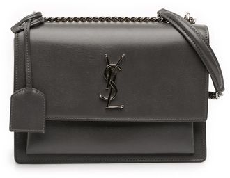 Saint Laurent Hobo Bags - Medium Leather Monogram Sunset Crossbody - Gr. unisize - in Grau - f&uuml;r Damen