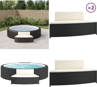 vidaXL Whirlpool-B&auml;nke mit Auflagen 2 Stk. Schwarz Poly-Rattan - Whirlpool-Bank - Whirlpool-B&auml;nke - Home & Living