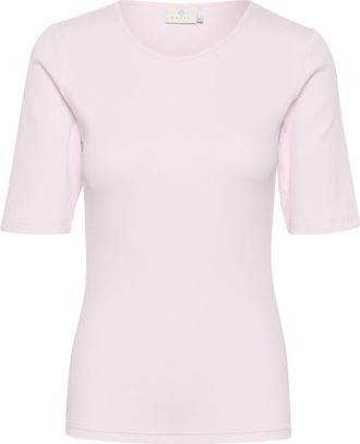 Kaffe T-Shirt KAcarna Damen T-Shirt Slim Fit Einfarbig Basic Oberteil Kurzarm Bluse Rundhals M, Lilac Snow