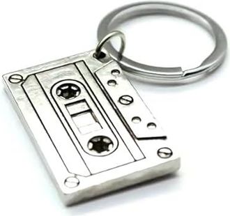 Miniblings Porte-cl&eacute;s cassette MC Musique Mixtape 80 Argent - Bijou fantaisie original I Pendentif Porte-cl&eacute;s, argent&eacute;, 38mm