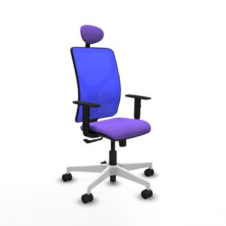 Piqueras y Crespo B&uuml;rostuhl mit 1D-Armlehnen, h&ouml;henverstellbarer Lendenwirbelst&uuml;tze und festem Kopfteil, ausgestattet mit 3 Positionen und Schneideschaum, Blau/Lila