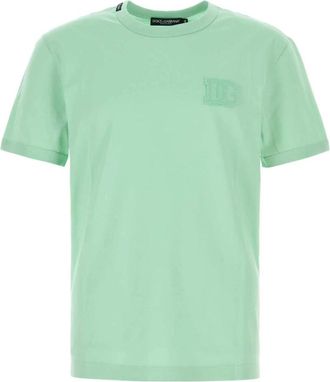 Dolce & Gabbana Homme, Tops, Vert, Taille: S T-shirt en coton avec patch