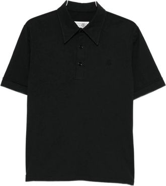 Maison Margiela Homme, Tops, Noir, Taille: M Polo &agrave; Logo Brod&eacute;