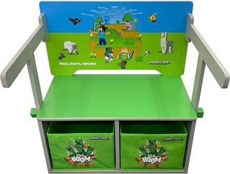 Phoenix group Minecraft - umklappbare Sitzbank mit Armlehne und Stauraum zu Spieletisch mit Sitzbank und Stauraum