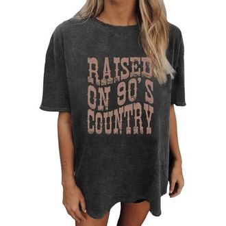 Generic Tunique graphique tendance pour femmes 2025 &eacute;paules tombantes athl&eacute;tique d&eacute;contract&eacute; ample long t-shirts d&eacute;t&eacute; amples coupe ample mignon vintage t-shir