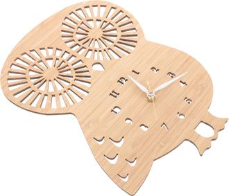 Holibanna Eulen Wanduhr Ger&auml;uschlos Bambus Stumme Uhr f&uuml;r Schlafzimmer Dekorative H&auml;ngende Wanduhr Geschenkidee f&uuml;r Freunde und Familie