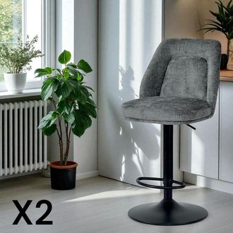 Pier Import Pier Import - Tabouret bar réglable gris avec dossier (lot de 2) iena