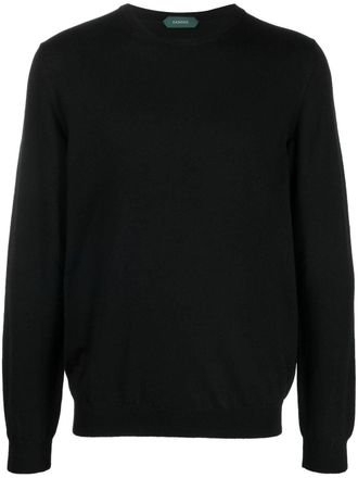 Zanone pull en maille fine à col rond - Noir