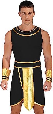 dPois Costumes Déguisement toge Grecque Luxe Homme sans Manches Jupe de Gladiateur Homme Dieu Grec Antique Rome Empereur Romain Cosplay Carnaval Fête S-3XL 