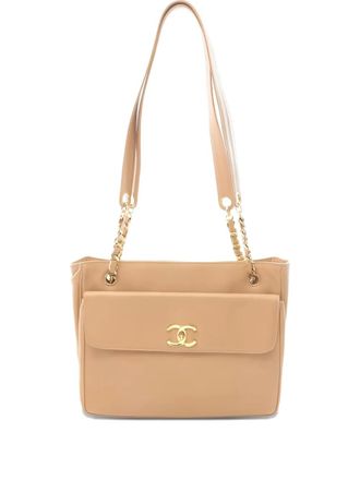 Chanel 1994-1996 Coco Mark Schultertasche - Nude