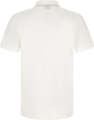 HUGO BOSS Monogram Collar Striped Polo Shirt - White
