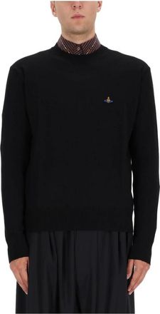 Vivienne Westwood Homme, Pulls, Noir, Taille: L Pull Ras du Cou avec Logo Orb