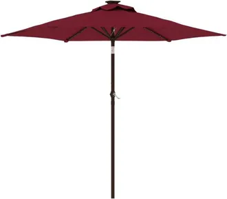 vidaXL Vidaxl - Parasol de jardin avec led m&acirc;t en acier bordeaux 225x225x212 cm