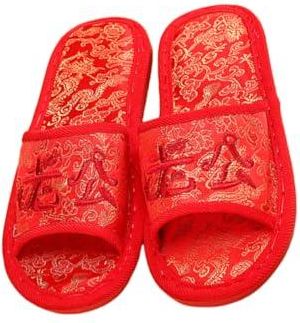 Valiclud Pantoufles DInt&eacute;rieur Rouge Mariage pour Couple Antid&eacute;rapantes Taille Unique en Lin Respirant Chaussures Confortables pour Printemps et Automne Access