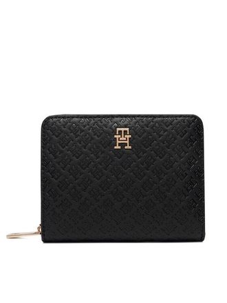 Tommy Hilfiger Geldb&ouml;rse Th Icon Med Za W/Flap Mono AW0AW18474 Schwarz