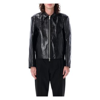 Our Legacy Homme, Vestes, Noir, Taille: XL Veste en Cuir Italien &agrave; Zip
