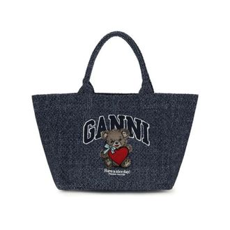 Ganni Tote Bear en Denim Moyen - Femme - Sacs - Bleu - Taille: ONE Size
