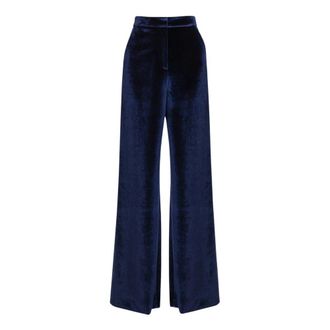 Self Portrait Weite Samthose - - Trousers - Damen - Blau - 3XS