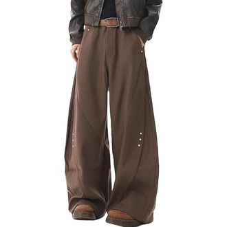 Generic Pantalon ample pour homme, d&eacute;contract&eacute;, doux, confortable, extensible, streetwear ample, marron, XXL