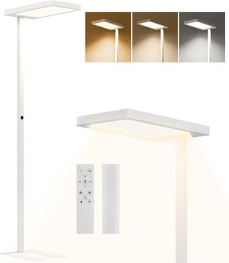 HOMCOM Lampadaire sur pied salon LED dimmable spectre complet pour le soin des yeux t&eacute;l&eacute;commande 60 x 32 x 196 cm blanc-Blanc