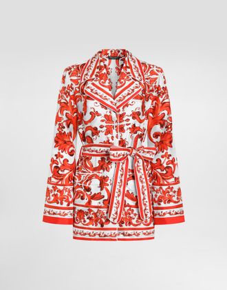 Dolce & Gabbana Hemd Vanity Aus Seide Mit Majolika-print - Frau Blusen Und Tops Mehrfarbig 36