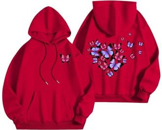 Generic Sweat &agrave; capuche imprim&eacute; tendance pour la Saint-Valentin 2026 (2), Rouge, XXL