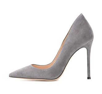 EDEFS Escarpins Femme Talon Haut Aiguille Bout Pointu Daim Chaussures Gris T.36