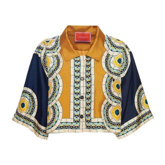 La DoubleJ Cropped Seiden-Boxy-Shirt - - Blouses & Shirts - Damen - Blau - M