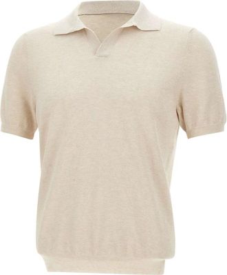 Gran Sasso Homme, Pulls, Blanc, Taille: L Polo Tricot Ouvert au Col