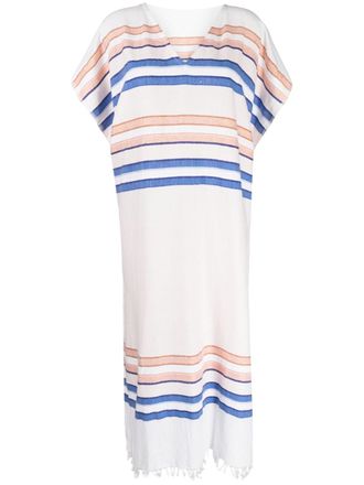 Lemlem robe-caftan &agrave; rayures horizontales - Blanc