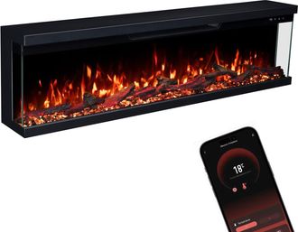 Glow Fire Elektrokamin Insert 106 mit realistischem 3D LED-Feuer - Wand-Elektrokamin mit Heizung und Kaminfeuer, App Steuerung, Knistereffekt & Timer, max. 1800