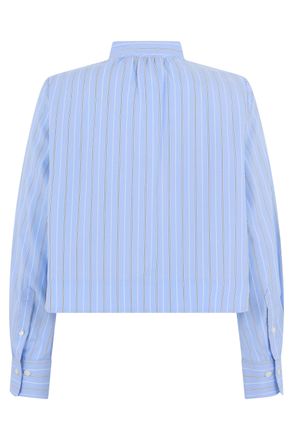 Veronica Beard Womens Cropped Striped Blouse Ice Blue-Multicolour Viscose Blouses Blue/multicolour Shirt