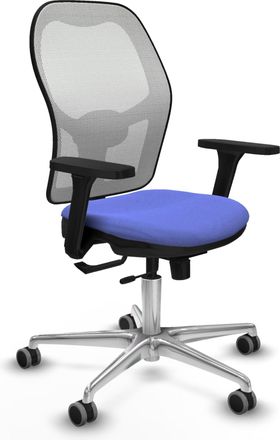 Piqueras y Crespo Stuhl f&uuml;r lange Arbeitsstunden mit 3D-Armen, h&ouml;henverstellbare Lendenwirbelst&uuml;tze, ausgestattet mit Syncro/Traslack und injiziertem Schaum, Wei&szlig;/Hellb