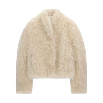 Guess Veste Simona en fausse fourrure fa&ccedil;on Mongolie - Femme - Vestes - Beige - Taille: 36 FR