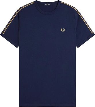 Fred Perry Homme, Tops, Bleu, Taille: M Contrast Tape Ringer T-Shirt