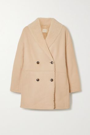Loulou Studio Manteau &Agrave; Double Boutonnage Oversize En Peau Lain&eacute;e Namo - Neutres