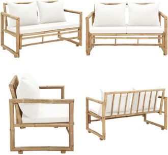 vidaXL 2-Sitzer Gartensofa mit Polstern Bambus - Bambusgartenbank - Gartenmöbel - Outdoor Möbel - Terrasse - Balkon - Home & Living