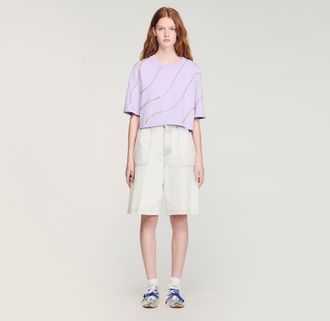 Sandro T-shirt court strass&eacute;