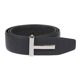 Tom Ford Homme, Accessoires, Noir, Taille: 110 CM Ceinture T Icon en cuir grain&eacute;
