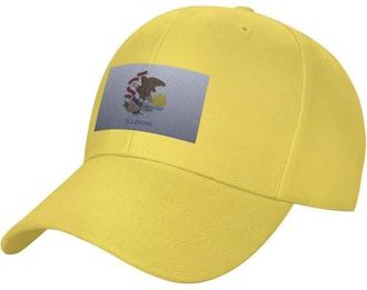 Generic Casquette Baseball Effet Tricot du Drapeau De LIllinois Snapback Hat Anti Soleil,R&eacute;glable Casquette De Baseball pour Adulte Badminton Golf